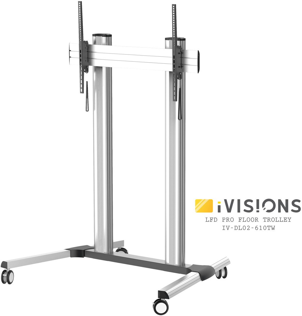 iVisions LFD Heavy Duty Pro Floor Trolley DL02-610TW voor displays tot 100"